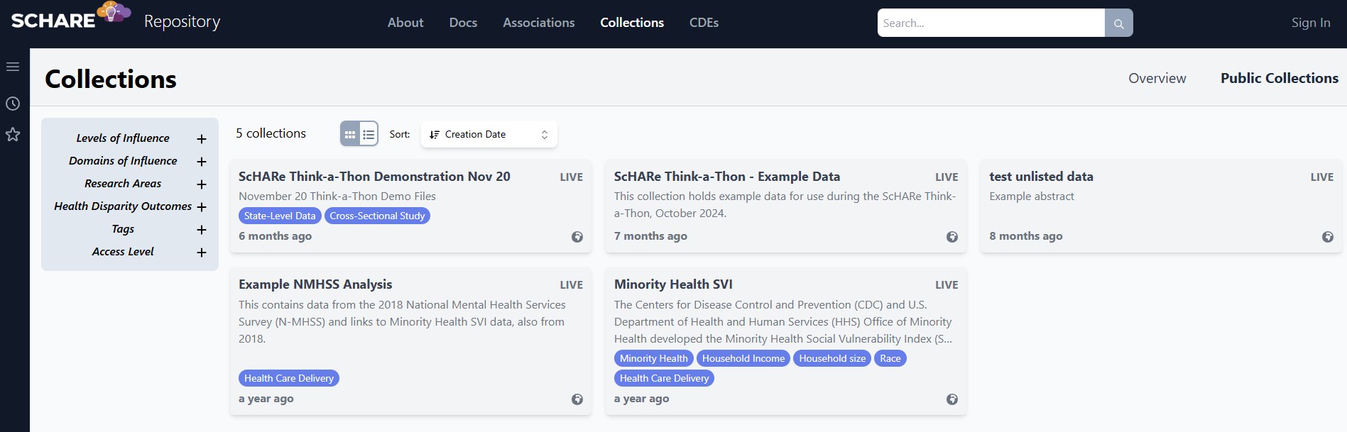 From here, you can filter collections on the left-hand side of the page ...